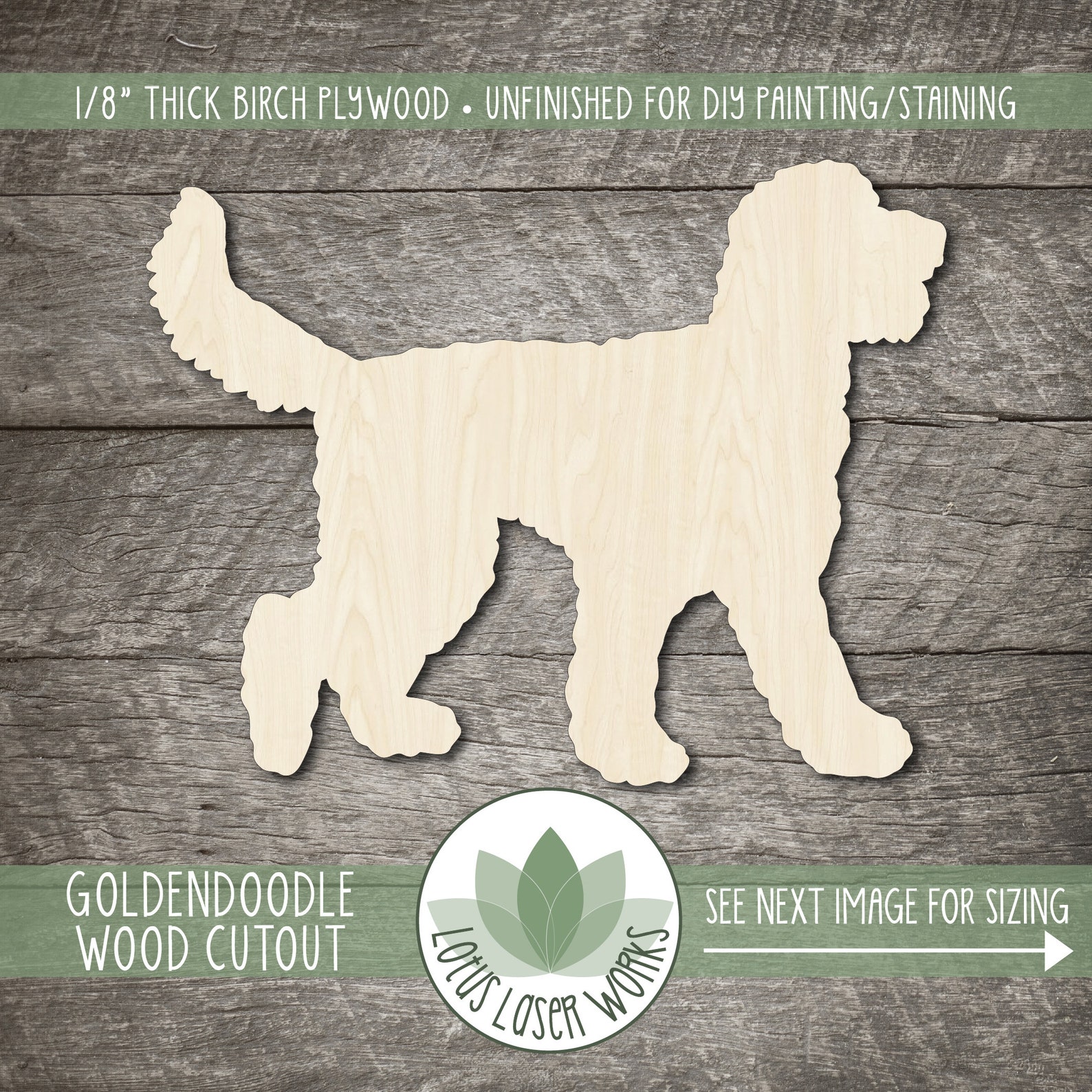 Goldendoodle Wood Cutout, DIY Craft Embellishments, Unfinished Wood ...