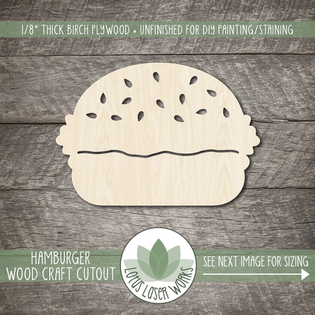 Hamburger Shape: Wood Food Cutouts for Crafting, Laser Cut Painting ...