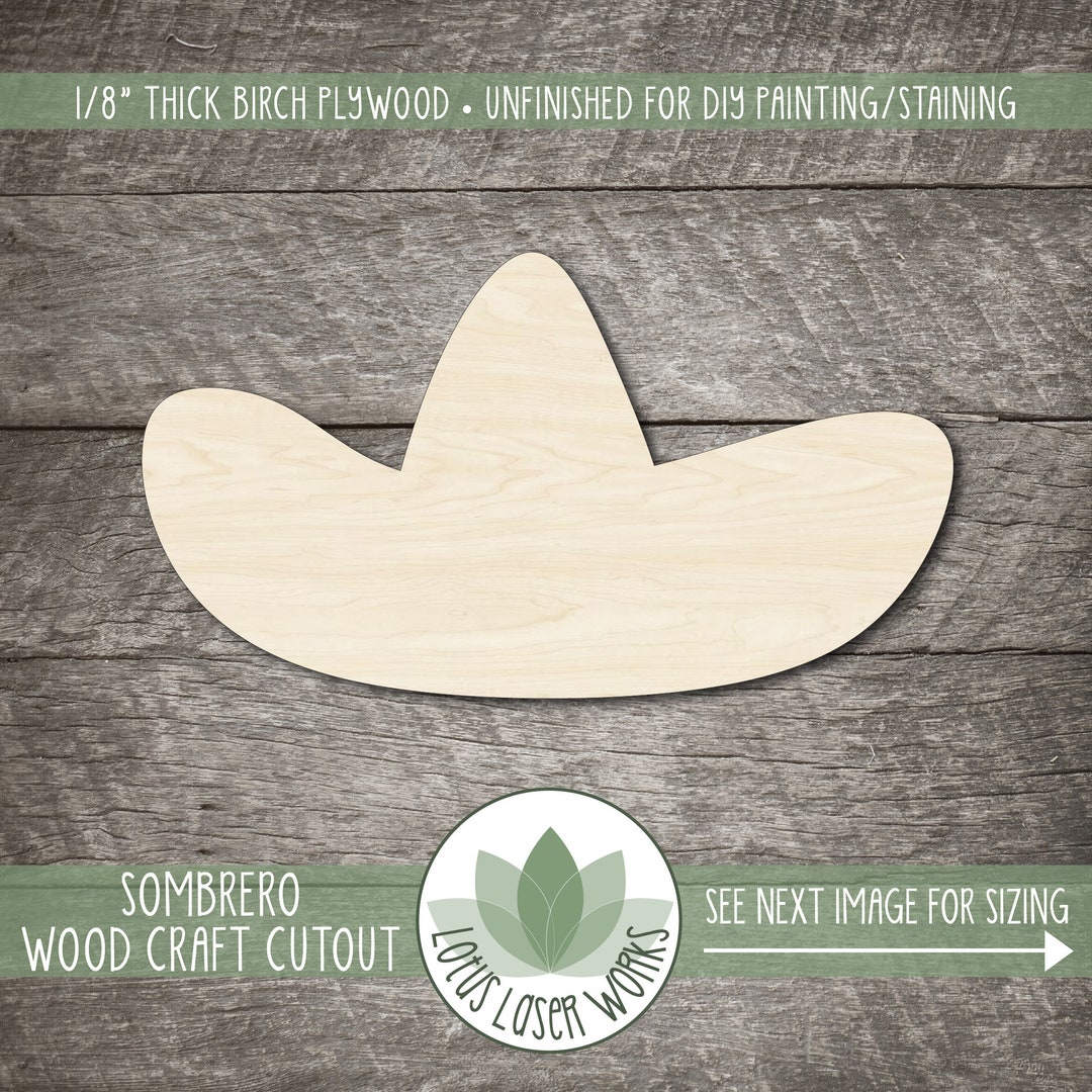 Sombrero Shape: Wood Craft Supplies, Unfinished Cutouts for Craft ...