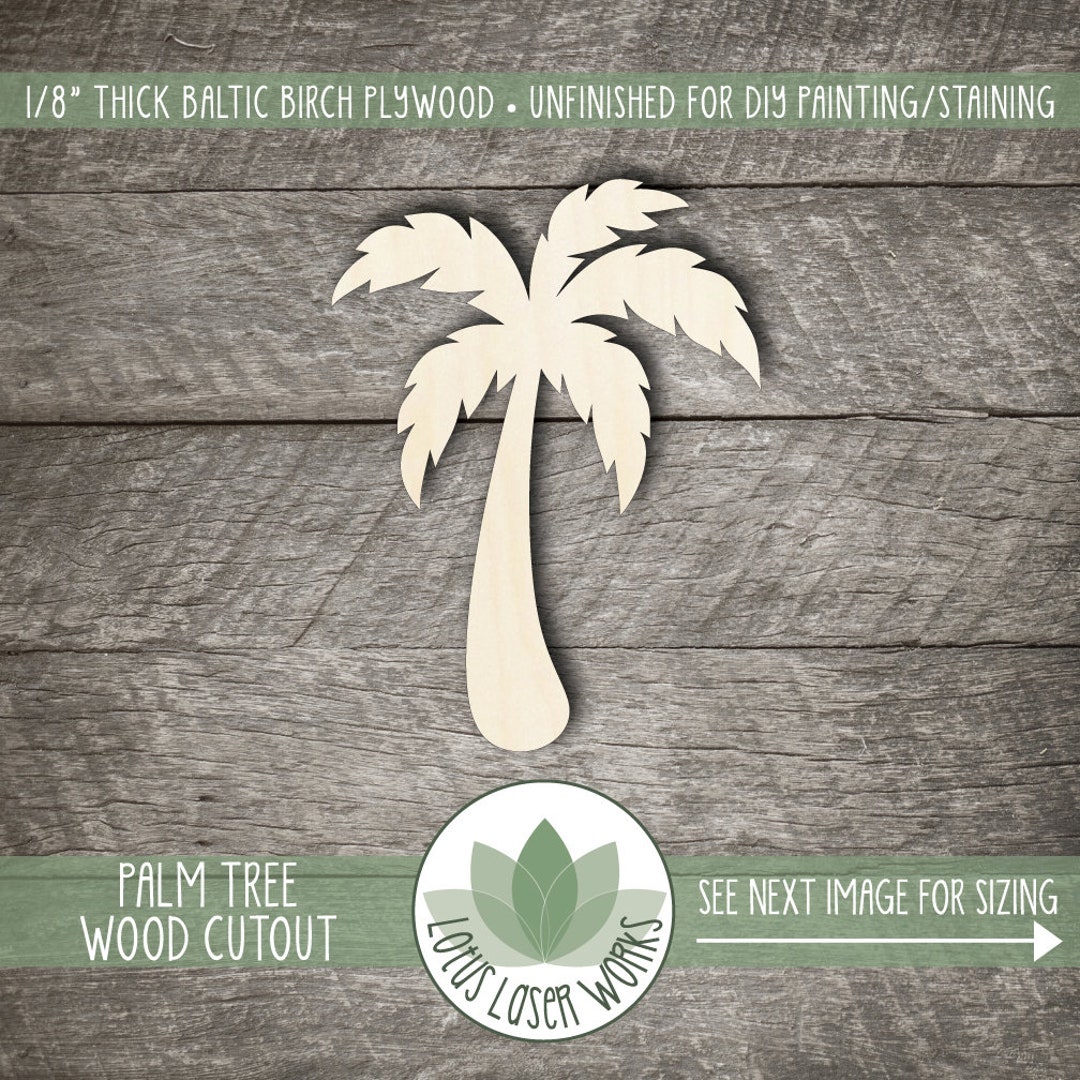Palm Tree Wood Shape, Wooden Palm Tree Cutout, Blank Wood Shape ...