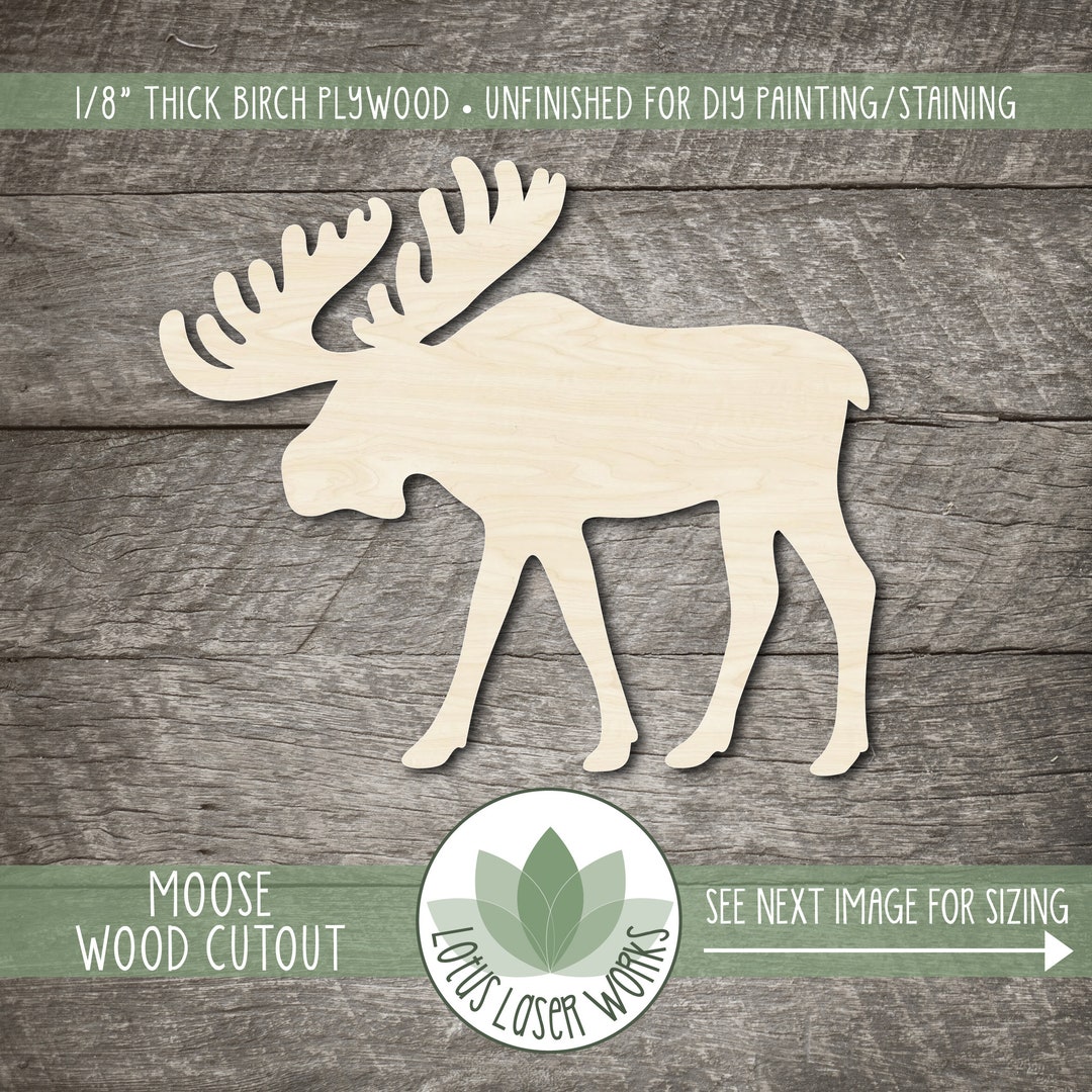 Moose Cutout: Wood Animal Shapes for Craft Projects, Laser Cut Painting ...