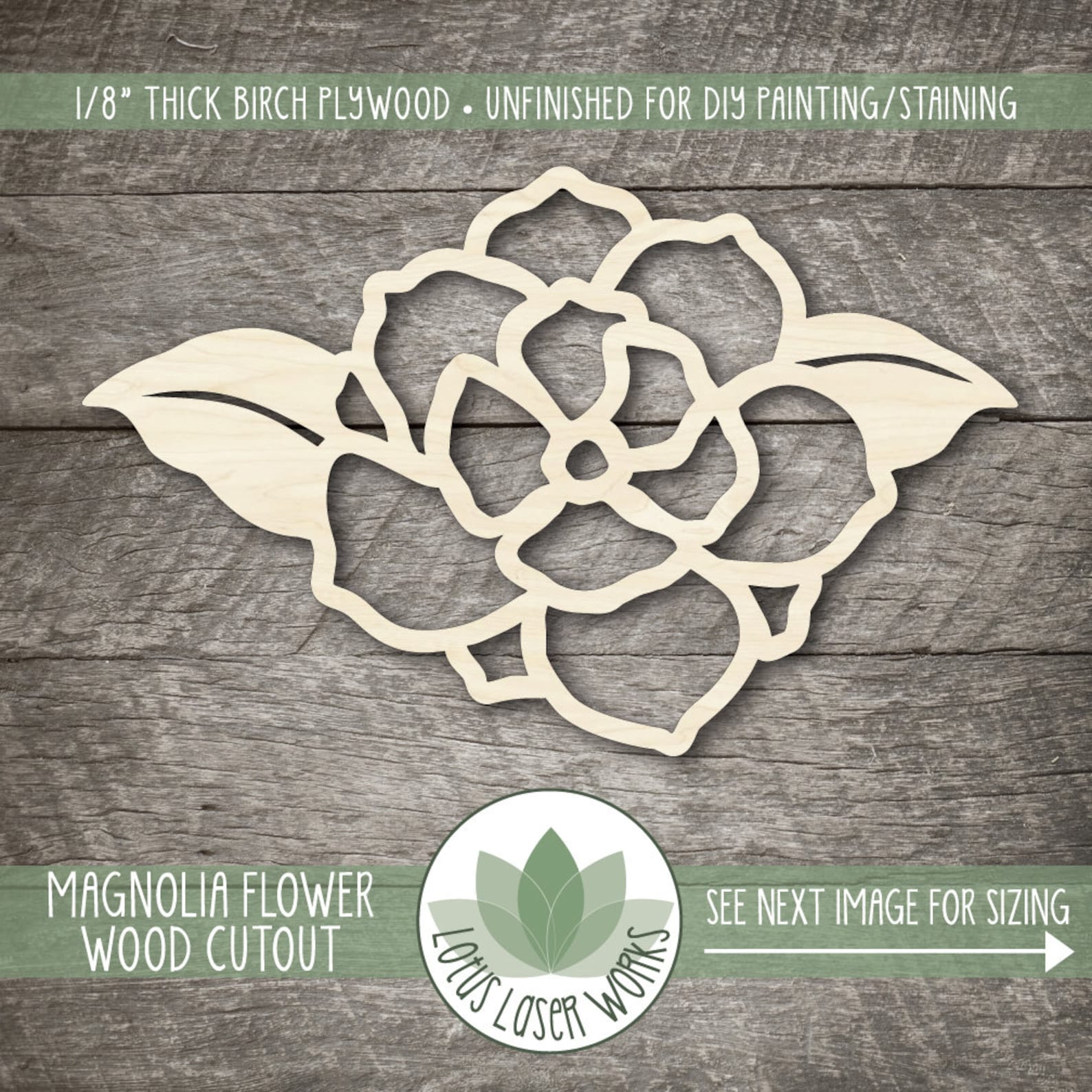 Magnolia Wood Cutout Unfinished Wood Craft Blanks Laser Cut | Etsy
