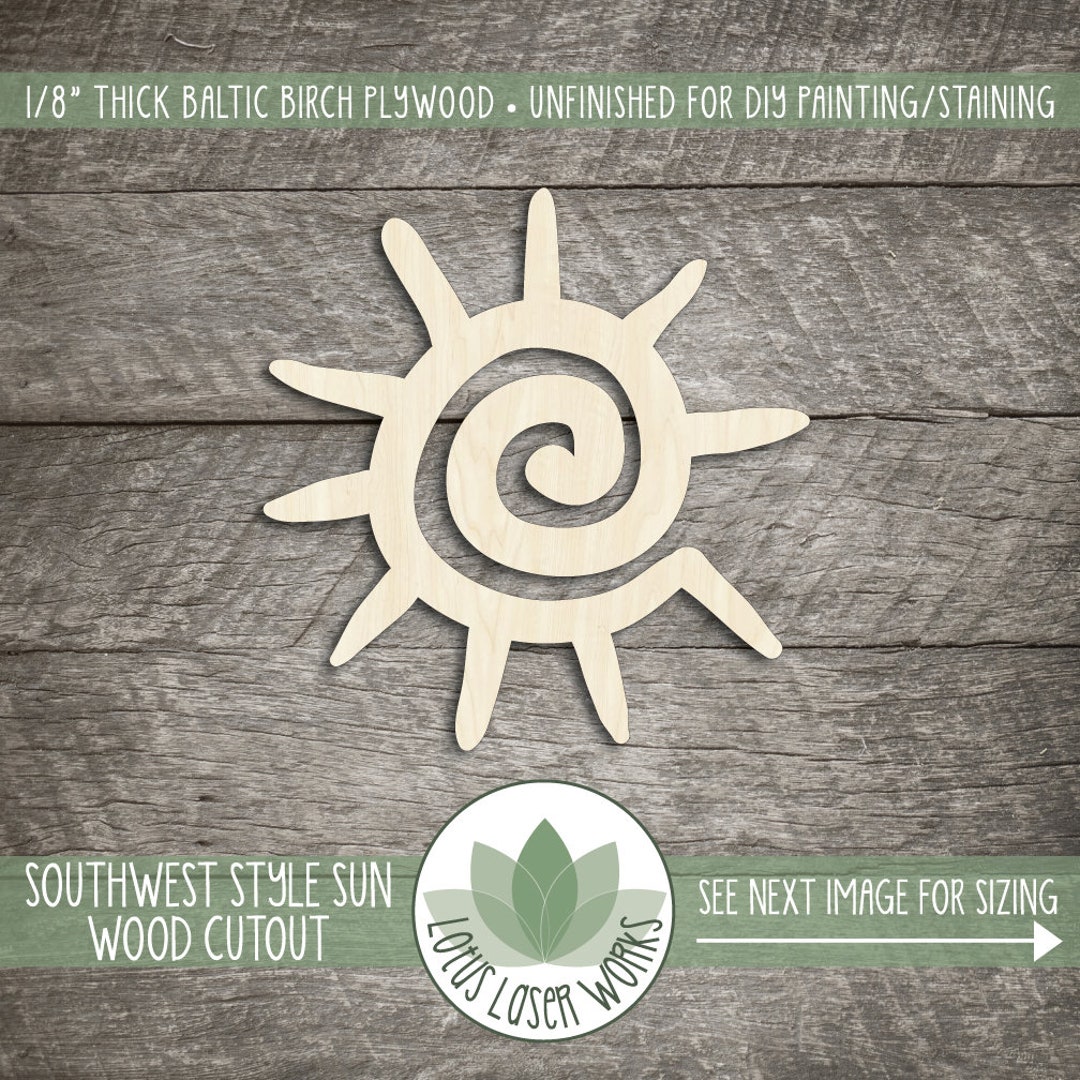 Southwest Style Sun Cutout, Wooden Sun Shape, Blank Wood Shapes ...