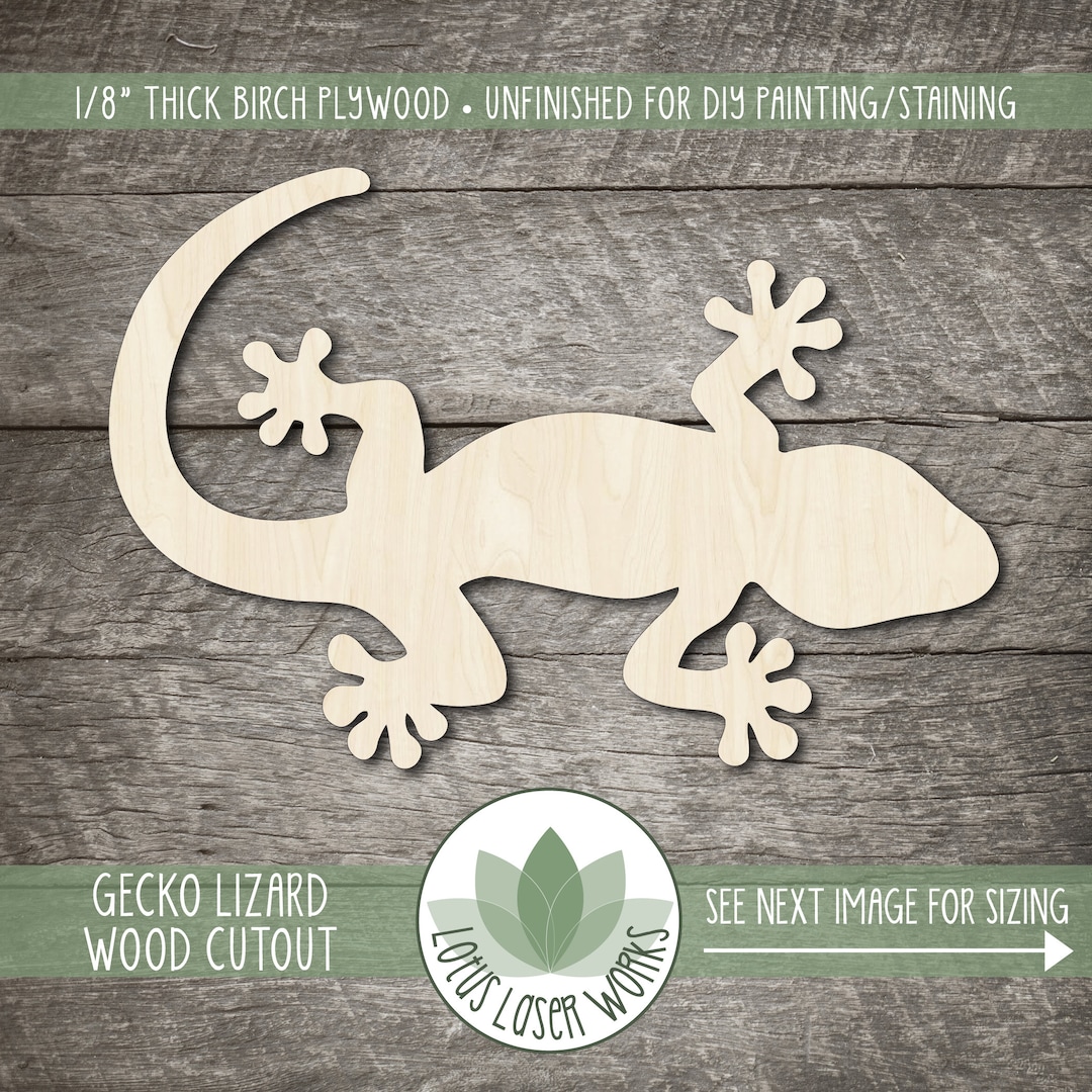 Wood Gecko Cutout, Blank Wood Craft Embellishments, Wooden Gecko Shape ...