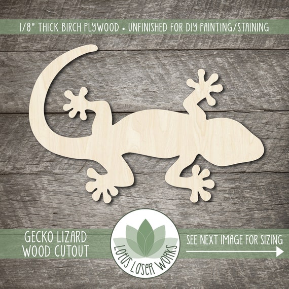 Wood Gecko Cutout Blank Wood Craft Embellishments Wooden - Etsy