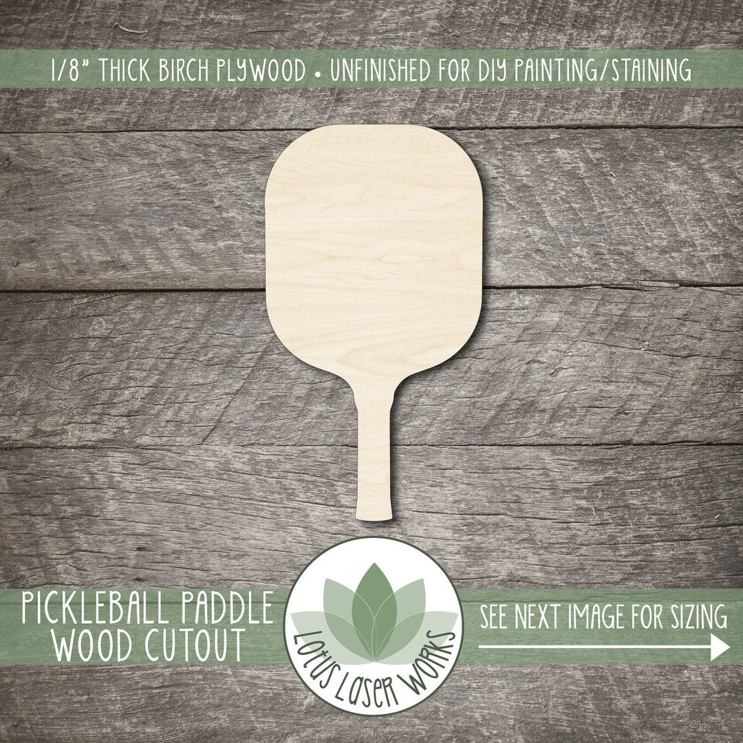 Pickleball Paddle Wood Cutout, Wooden Sport Shapes for DIY Crafts ...
