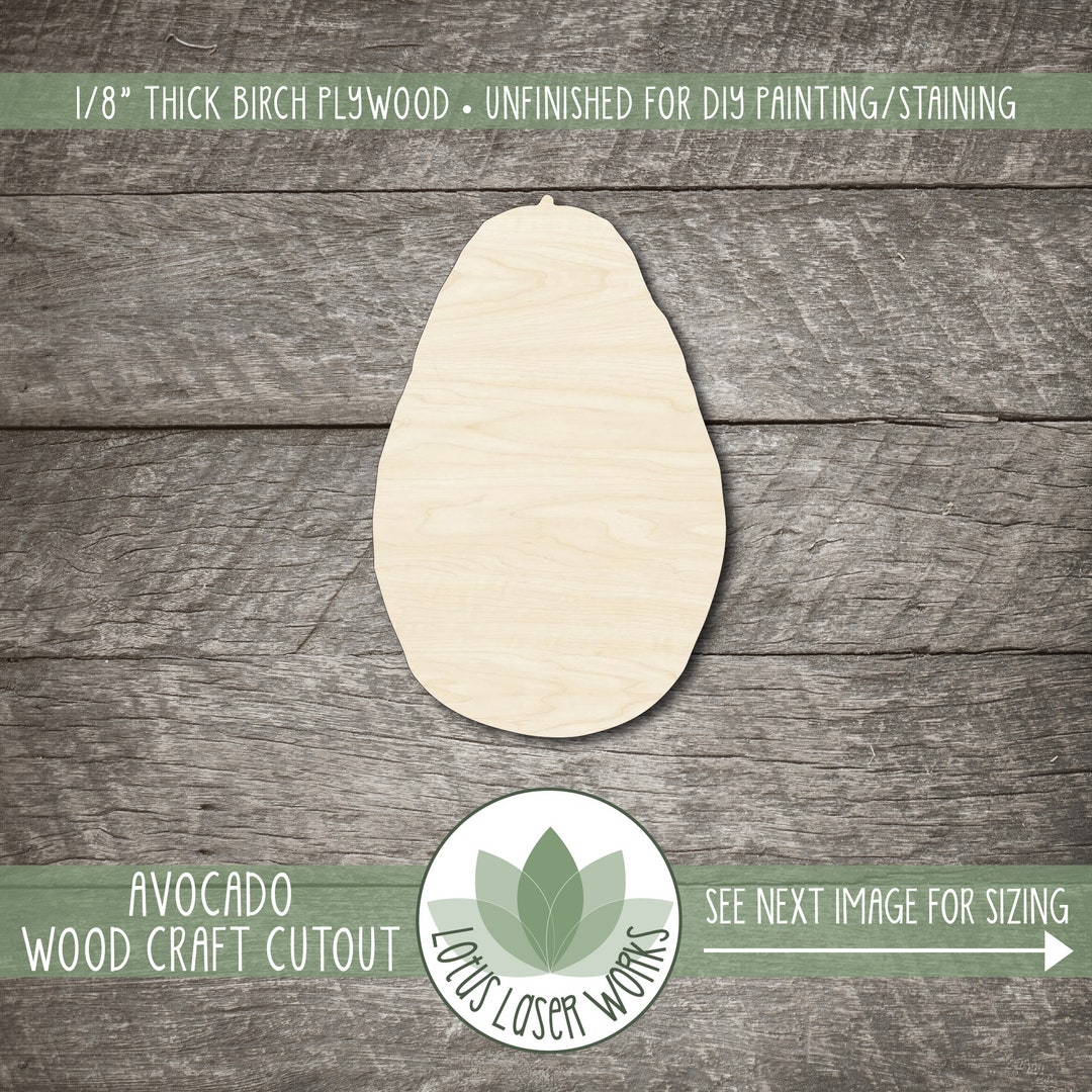 Avocado Wood Cutout, Unfinished Wooden Craft Shapes, Laser Cut Blanks ...