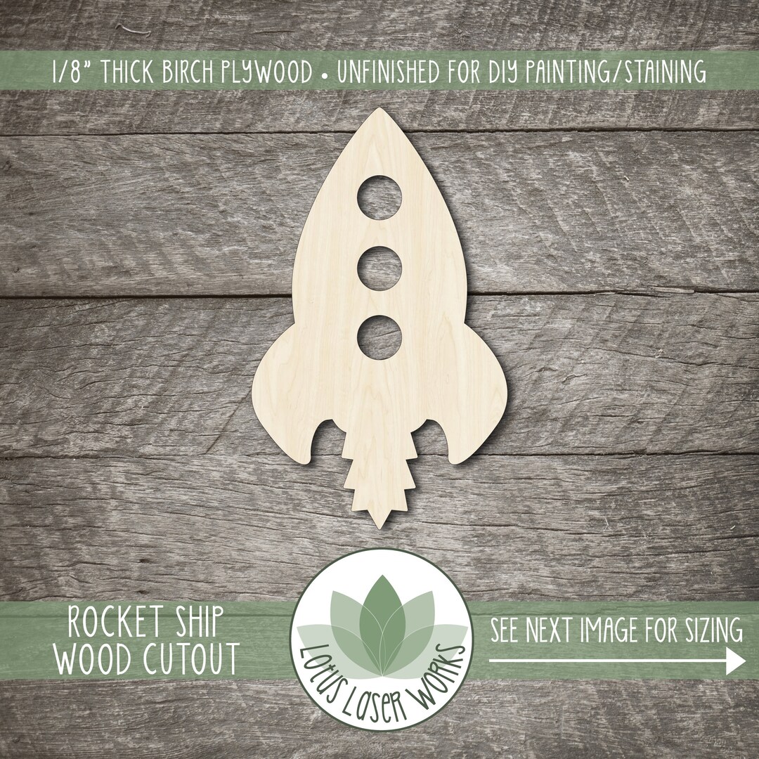 Rocket Ship Wood Cutout, DIY Craft Embellishments, Unfinished Wood ...