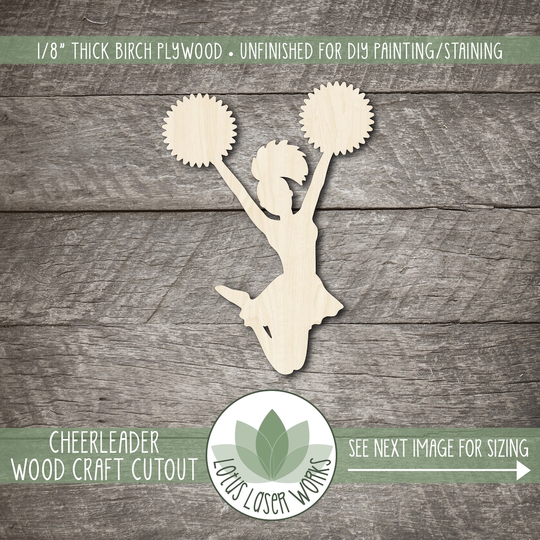Cheerleader Wood Craft Shape, Unfinished Wood Painting Cutouts, Laser ...