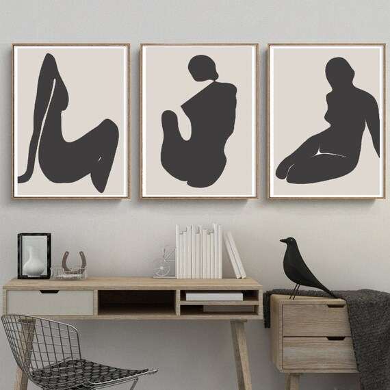 Figure Art Set Of 3 Prints Body Art Abstract Women Minimalist Etsy