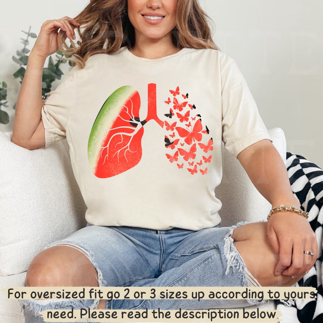 Palestine Shirt Free Gaza Watermelon Butterfly Lungs Handmade Art ...
