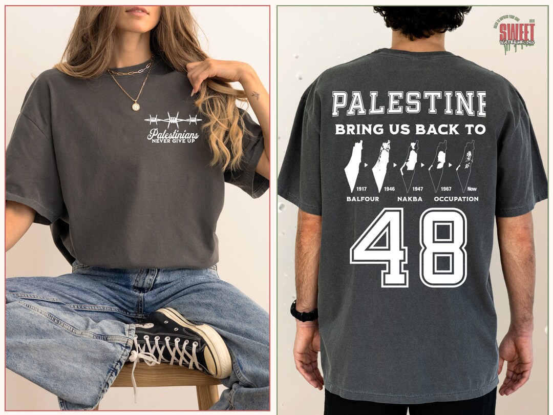 Palestine Gaza Free Shirt Comfortable Vintage Graphic Oversized Double ...