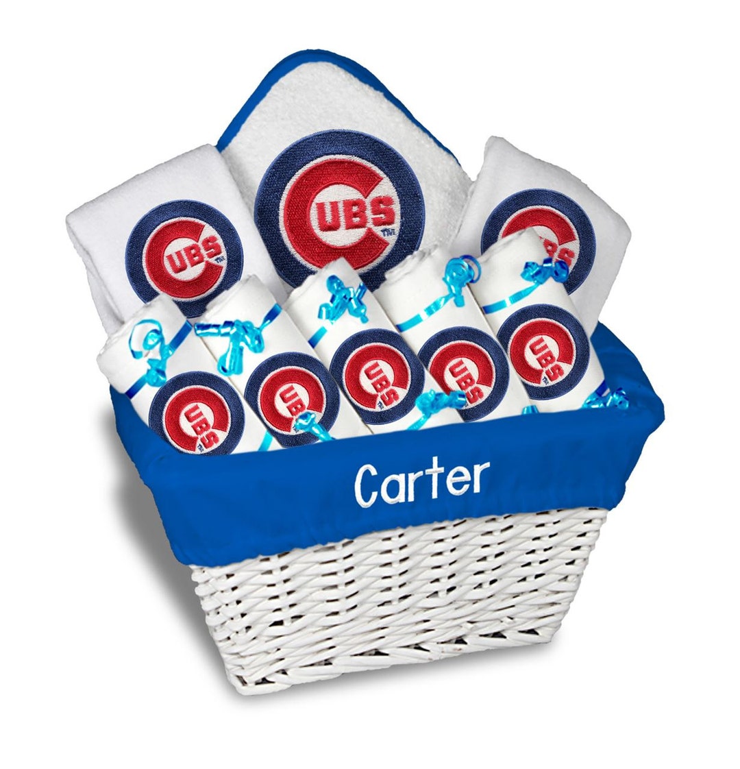 Personalized Baby Gift Basket Embroidered MLB Chicago Cubs Basket With ...