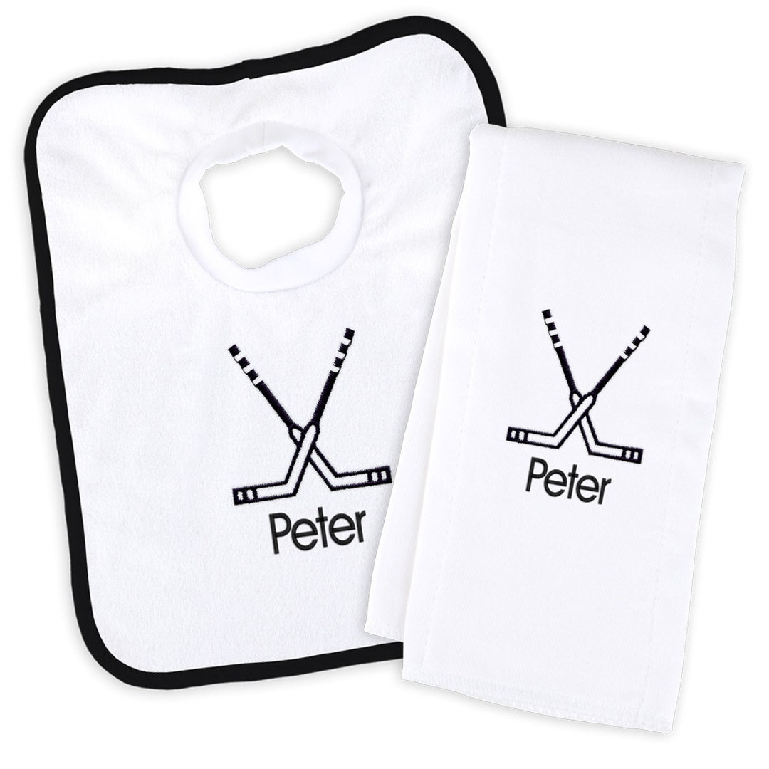 Personalized Baby Boy Bib and Burp Cloth - Set100% Cotton Embroidered ...