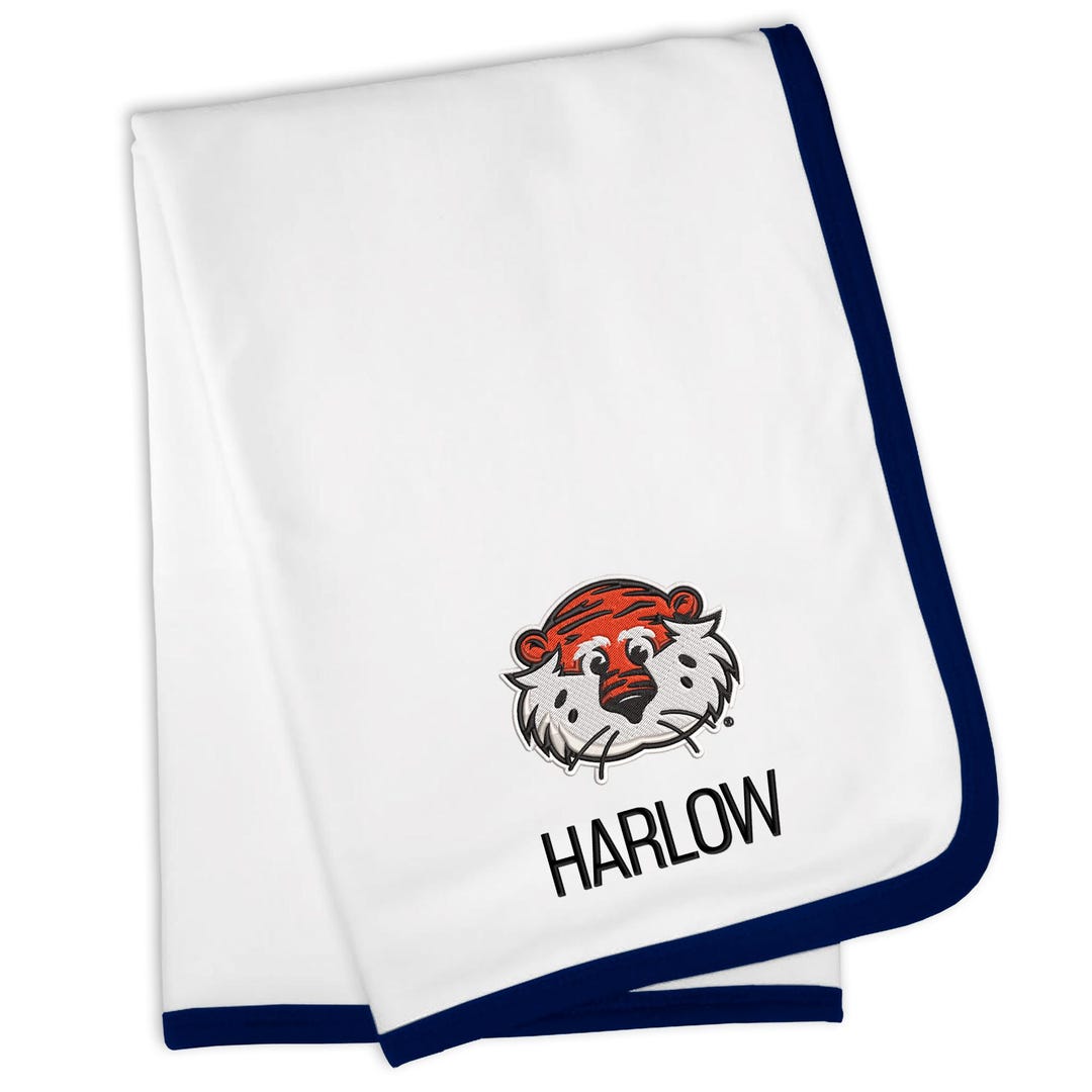 Auburn Tigers Aubie Mascot Logo Personalized Embroidered Baby Blanket ...