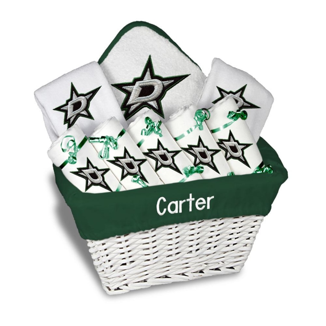Personalized NHL Dallas Stars Baby Gift Basket - Bibs, Burp Cloths ...