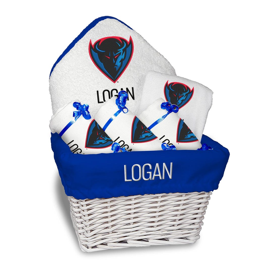 Personalized Depaul Blue Demons Baby Gift Basket | Go Blue Demons ...