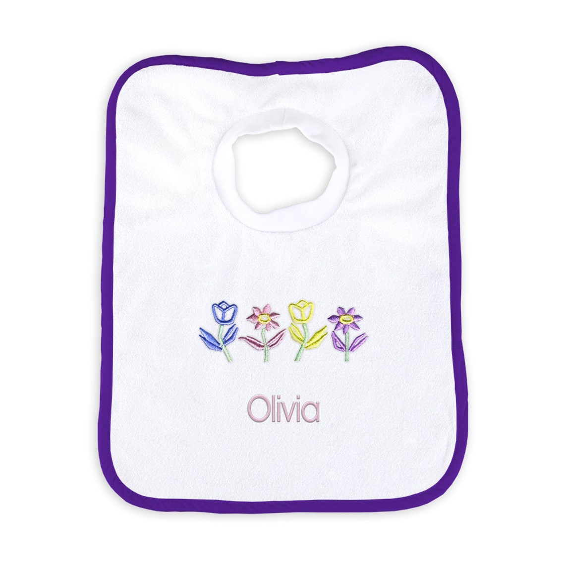 Personalized Baby Girl Bib With Flowers - Etsy