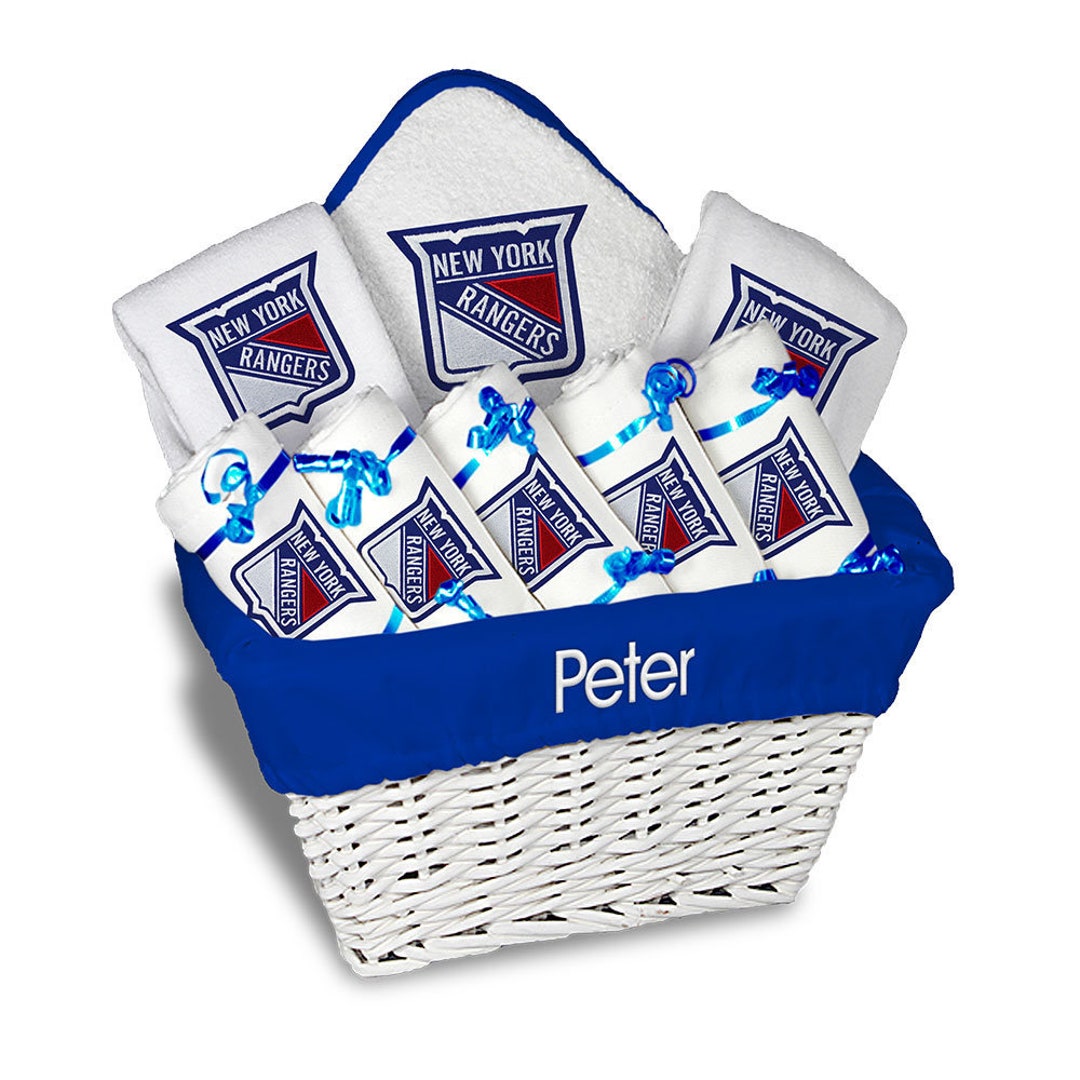Personalized Baby Gift Basket - Embroidered NHL New York Rangers Basket ...