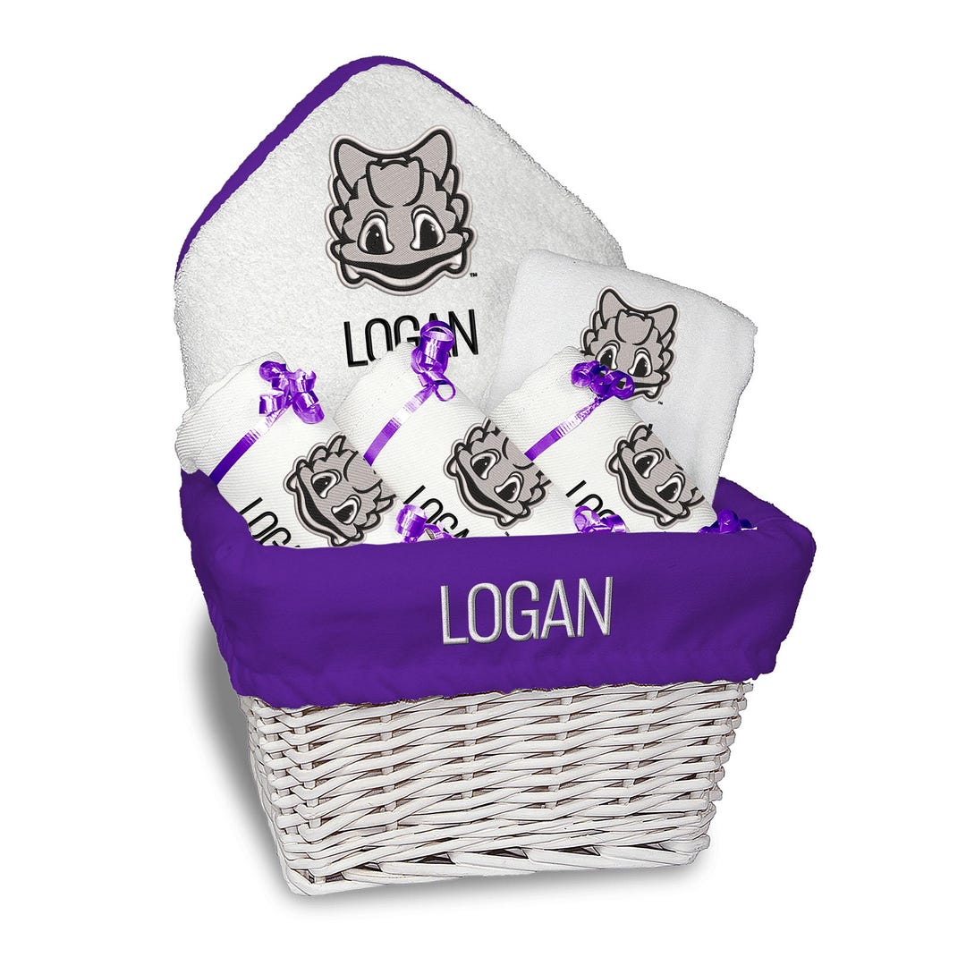 Personalized TCU Horned Frogs "mascot" Baby Gift Basket | Go Frogs ...