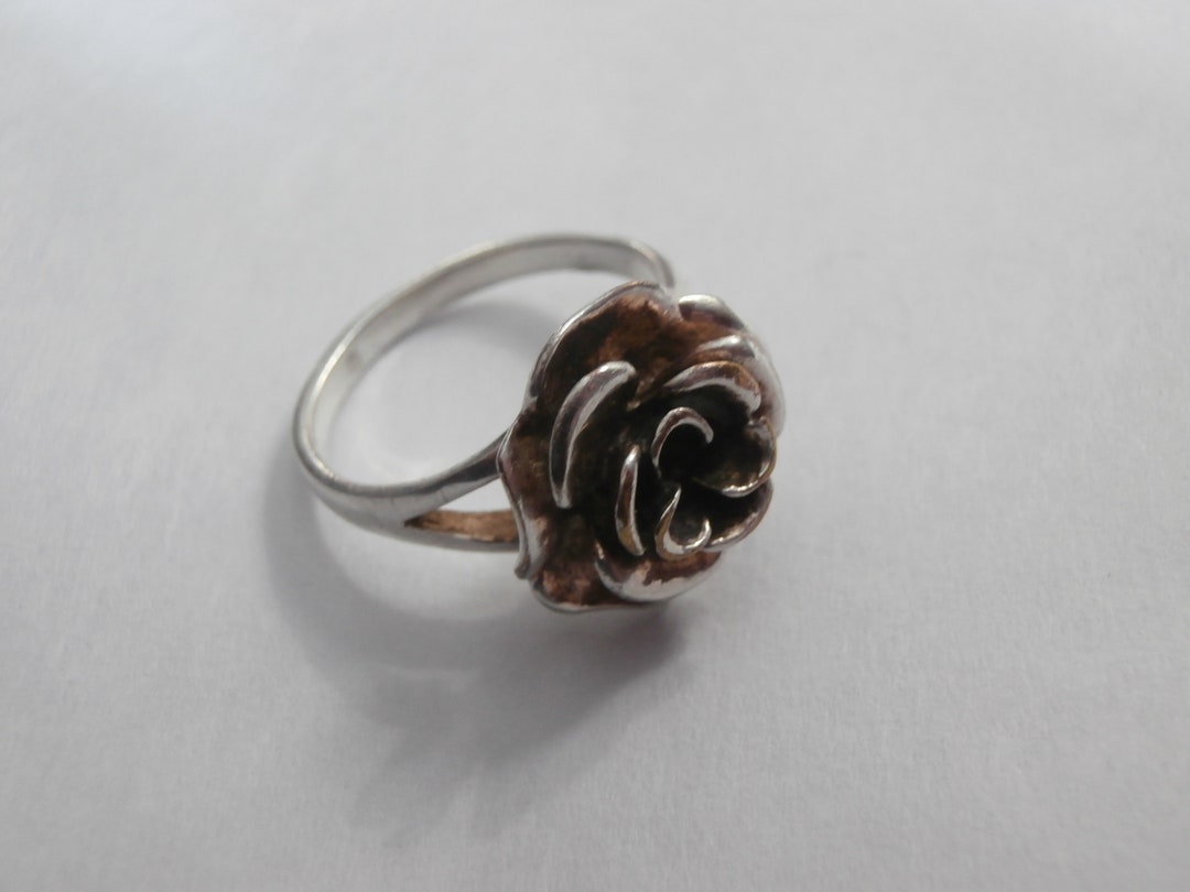 Vintage Sterling Silver Handmade Rose Flower Floral Statement Ring Sz 9 - Etsy