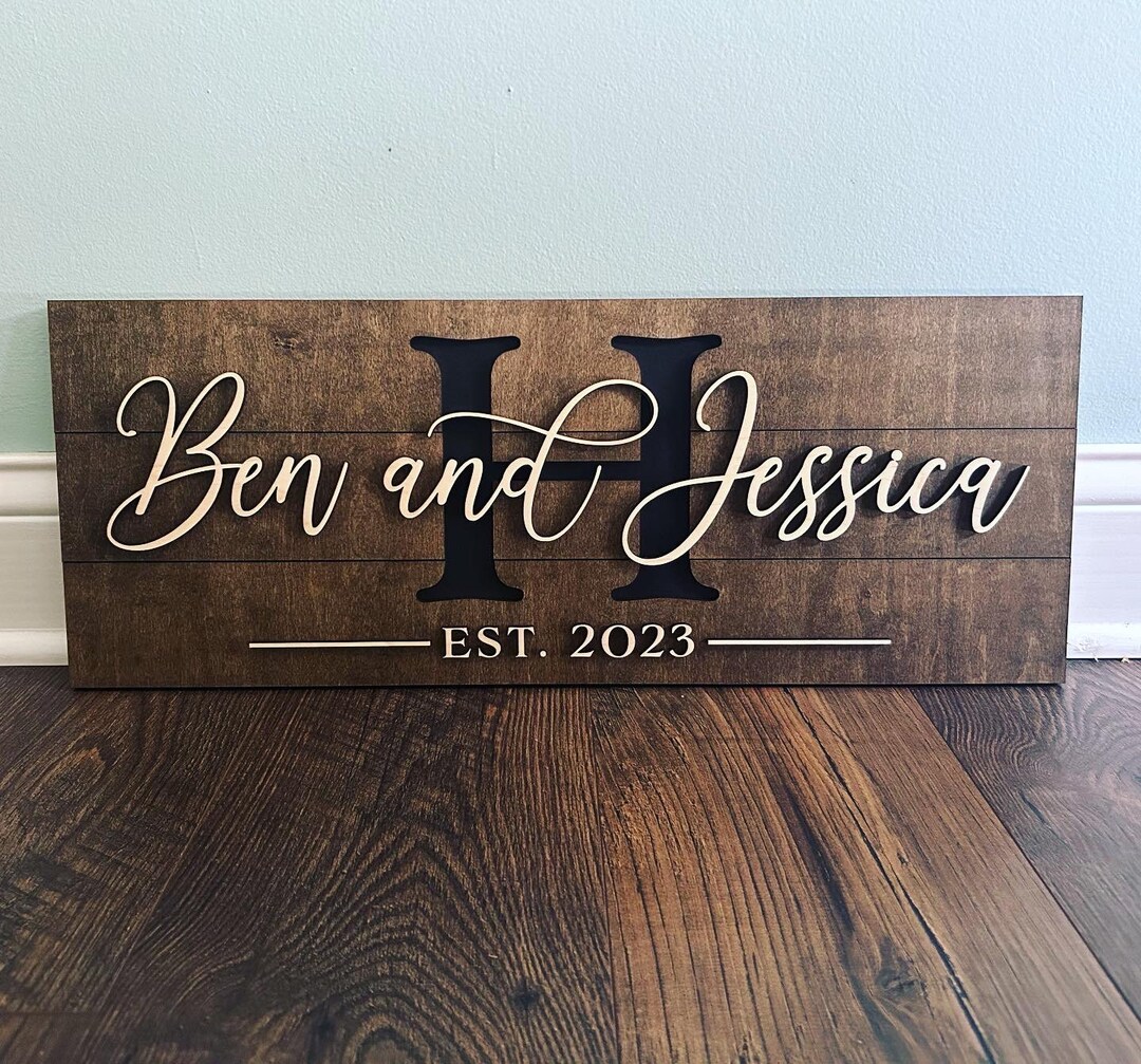 Custom 24x9 Wedding Name Wooden Sign - Etsy