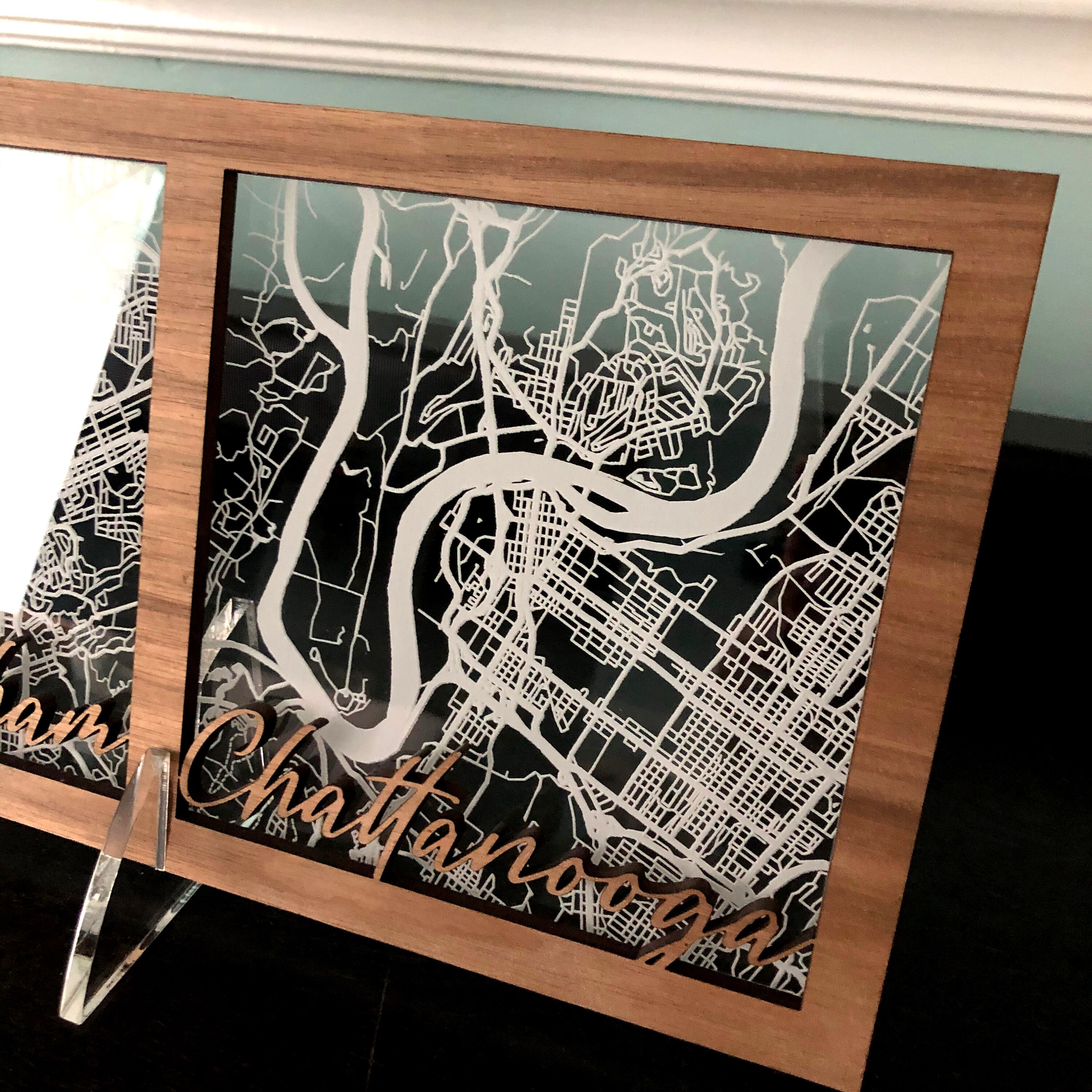 Custom Triple Anniversary Maps in Acrylic and Wood - Etsy