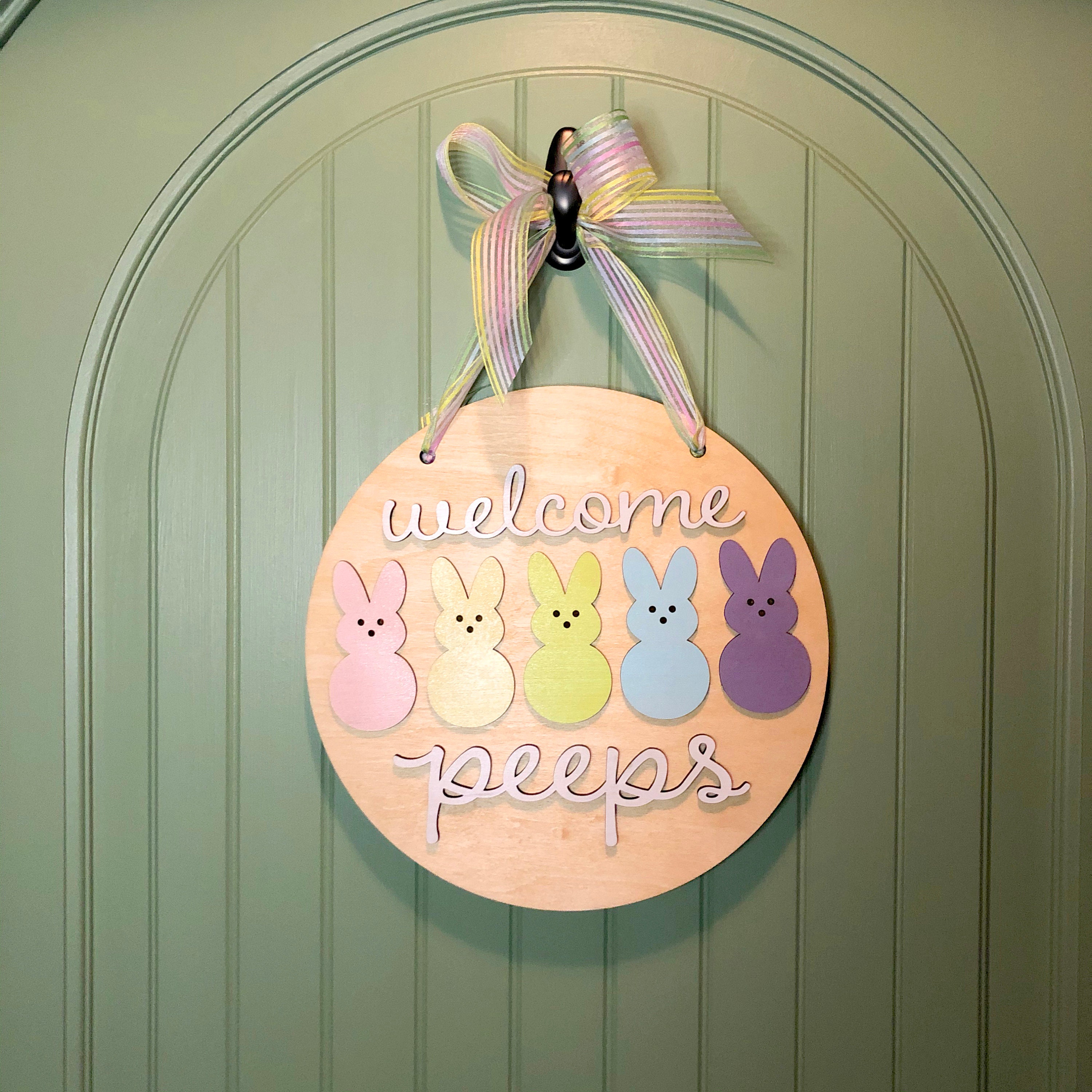 Welcome Peeps 12 Round Hanging Wooden Sign - Etsy