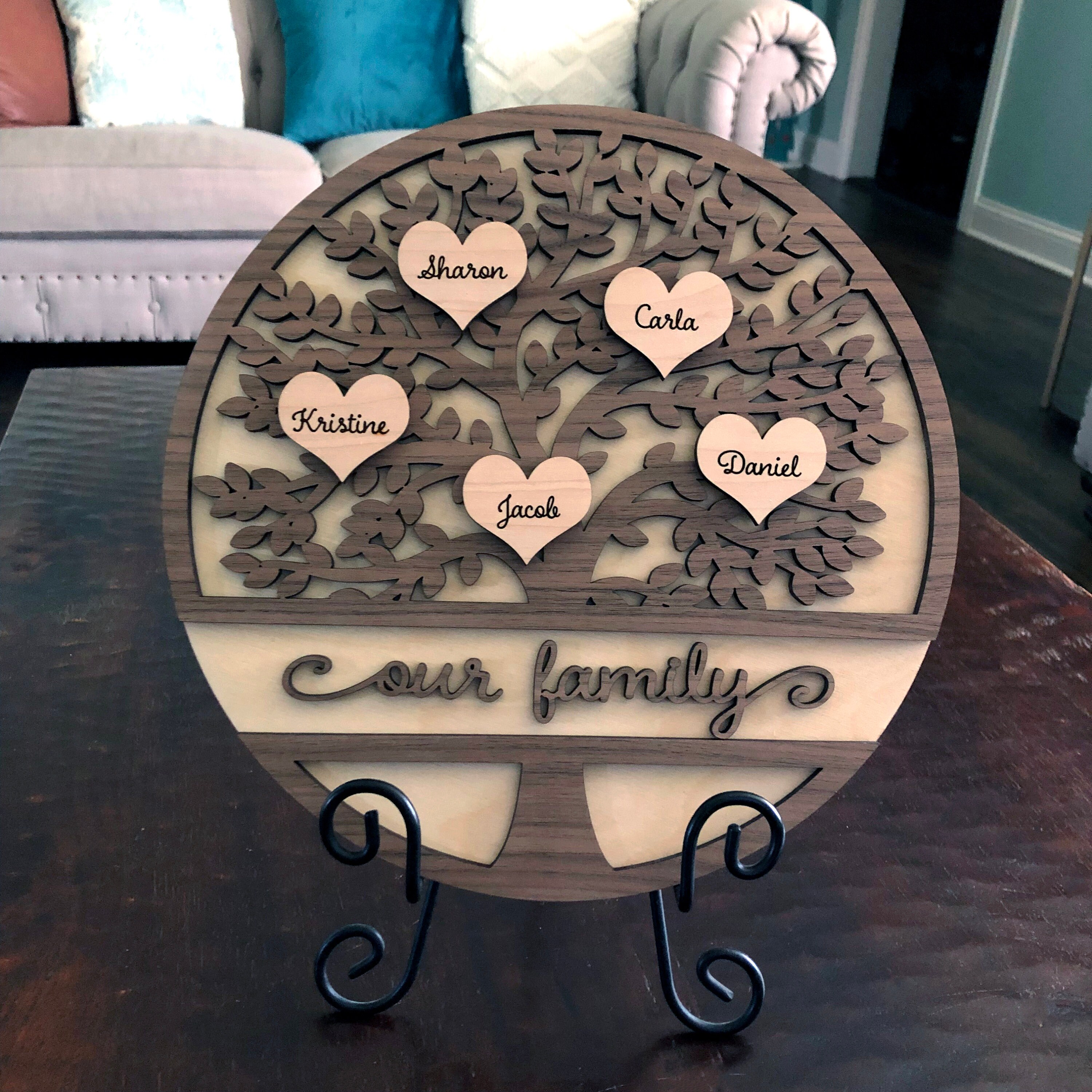 12x12 Personalized Family Tree Wooden Sign - Etsy