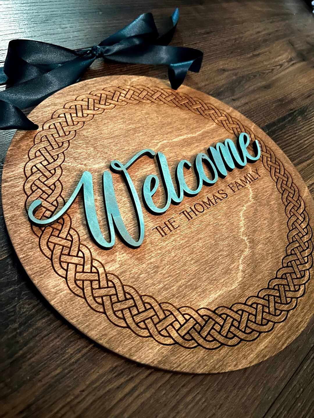 Custom Round Celtic Knot Hanging Wooden Welcome Sign - Etsy