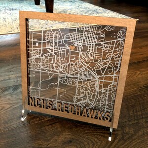 Custom Engraved Square Map in Acrylic and Wood - Etsy