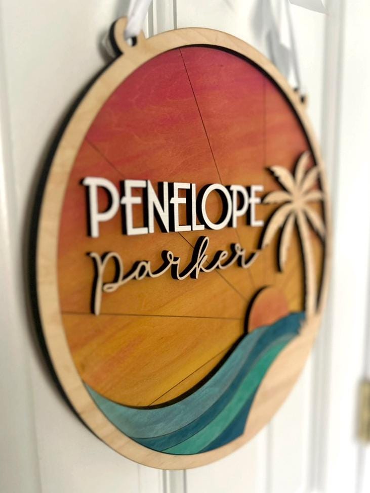 Personalized Tropical Beach Themed Round Wooden Sign - Etsy