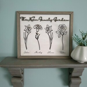 Custom Family Birth Flower Laser Engraved Wooden Sign - Etsy