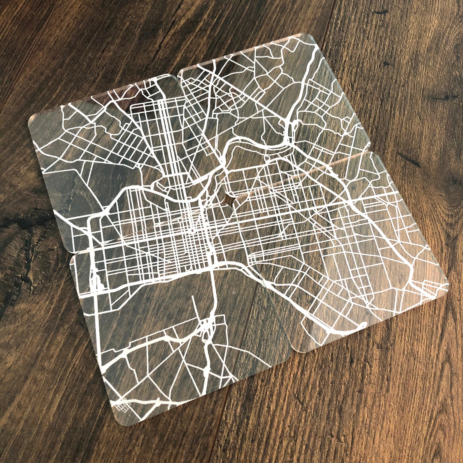 Custom Street Map Acrylic Coasters set of 4 | Etsy