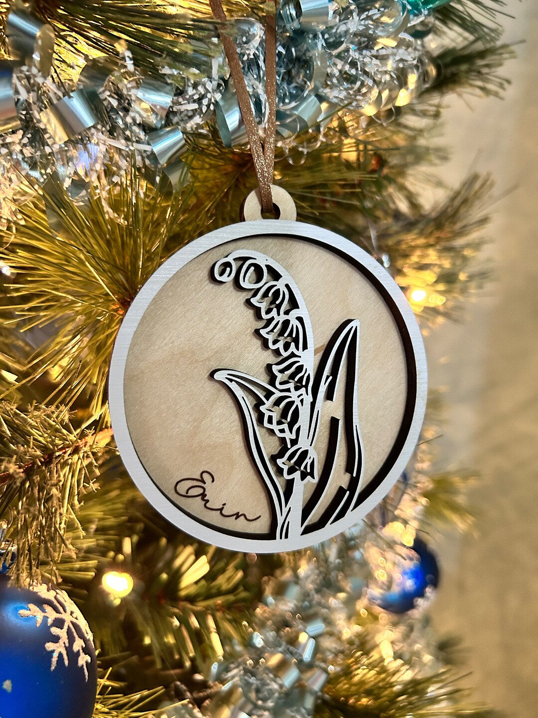 Personalized Birth Flower Wooden Ornament - Etsy