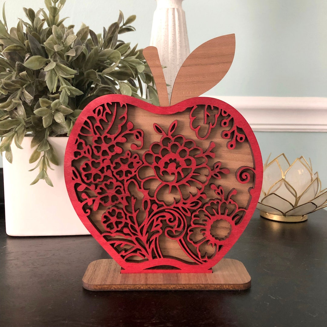 Lace Apple Laser Cut Wooden Shelf Decor - Etsy