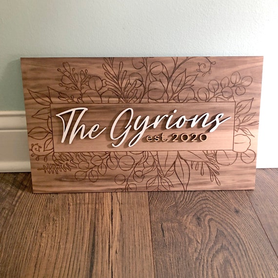 Signs Wall Hangings Custom 10 x 17 eucalyptus engraved wooden sign Home ...
