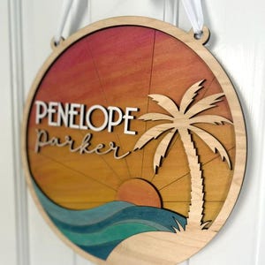 Personalized Tropical Beach Themed Round Wooden Sign - Etsy