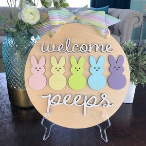 Welcome Peeps 12" Round Hanging Wooden Sign - Etsy