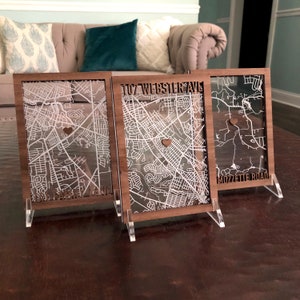 Custom Engraved Rectangular Map in Acrylic and Walnut - Etsy