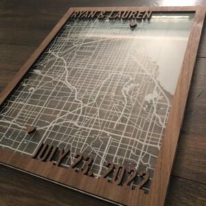 Custom Engraved Rectangular Map in Acrylic and Walnut - Etsy