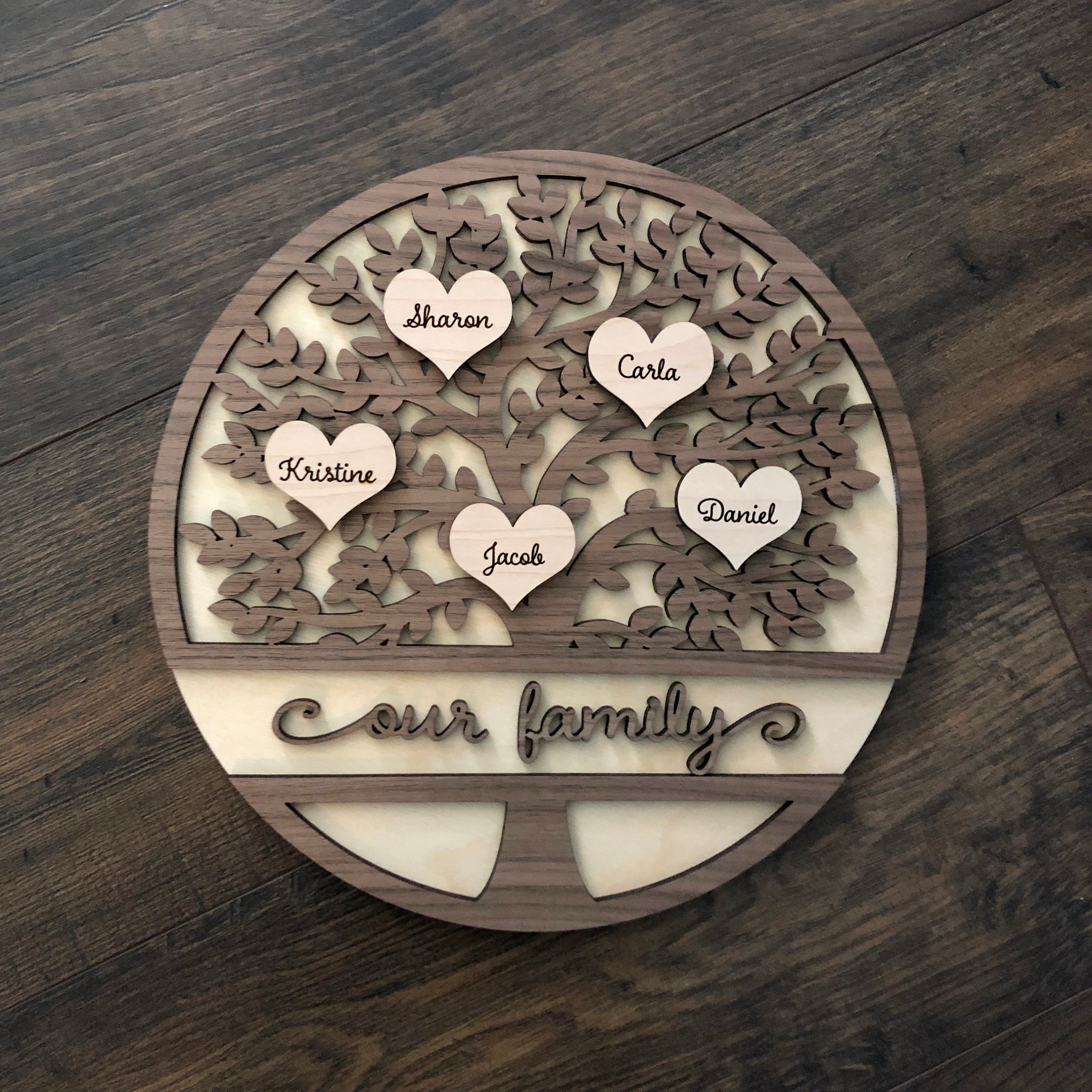 12x12 Personalized Family Tree Wooden Sign - Etsy