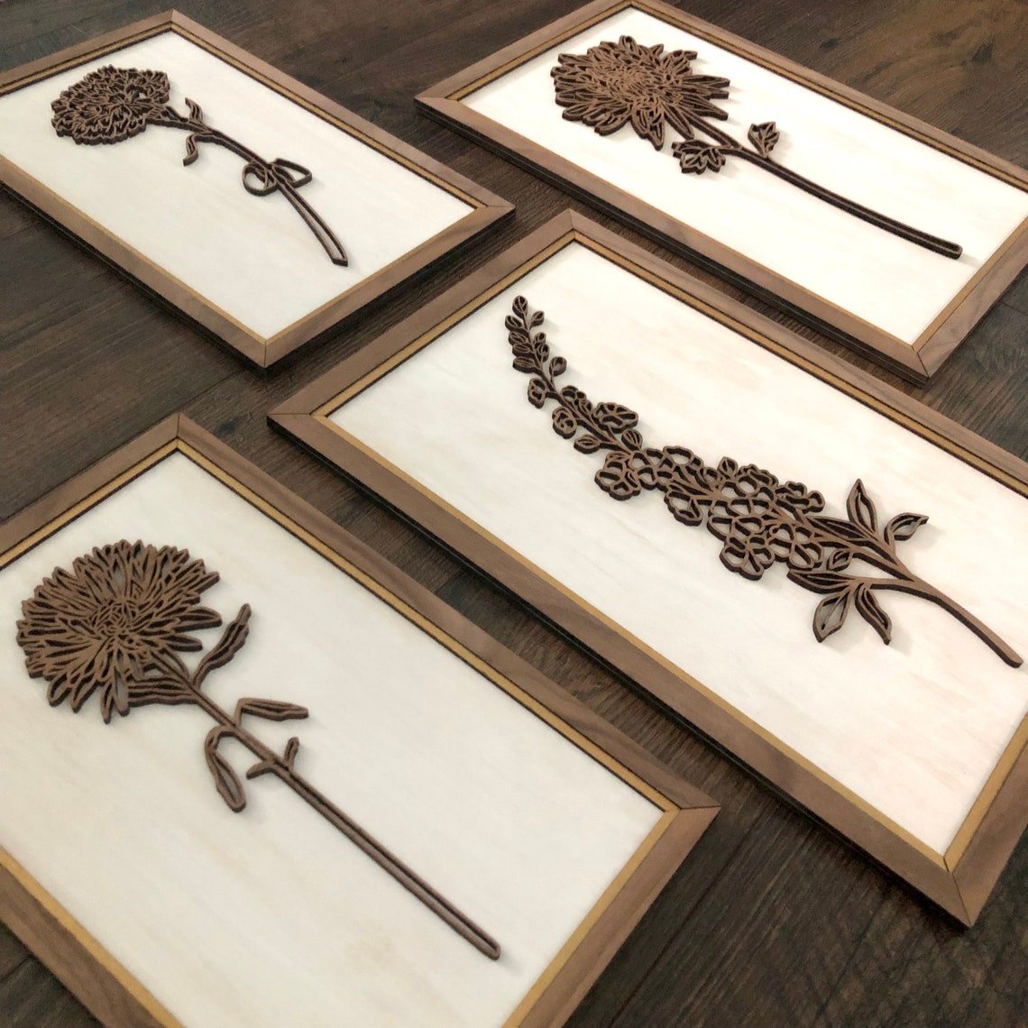 Custom Laser Cut Birth Flower 3D Wooden Sign - Etsy