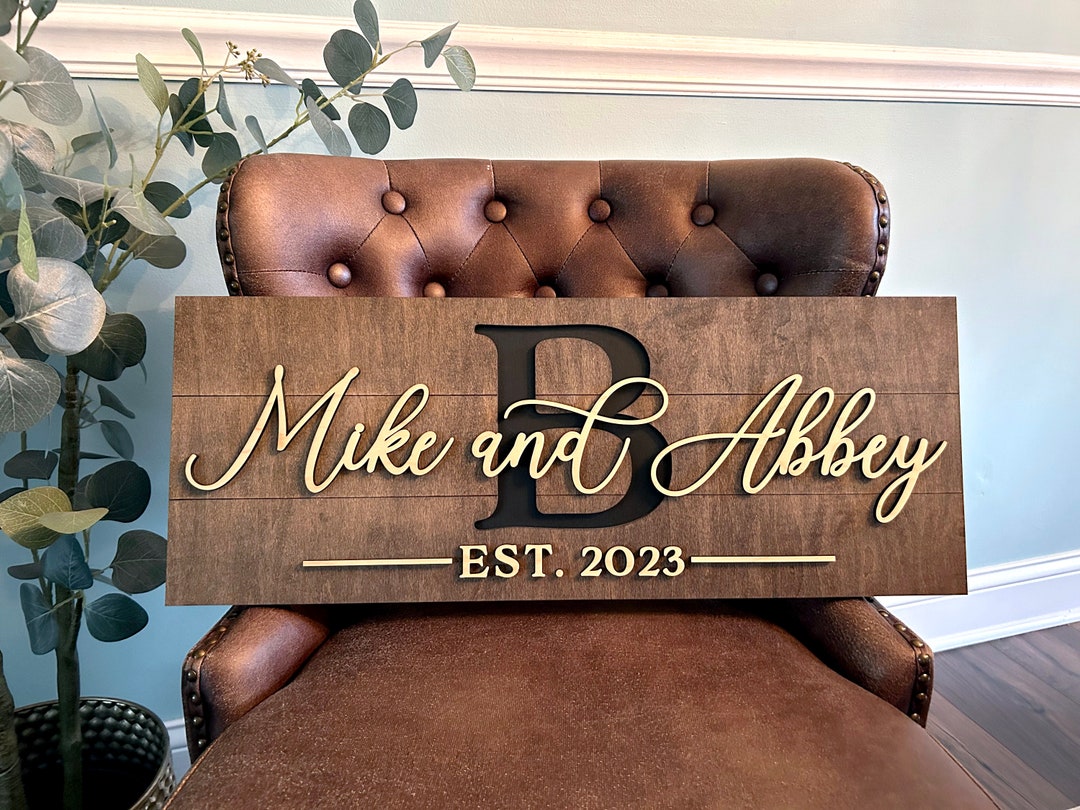 Custom 24x9" Wedding Name Wooden Sign - Etsy