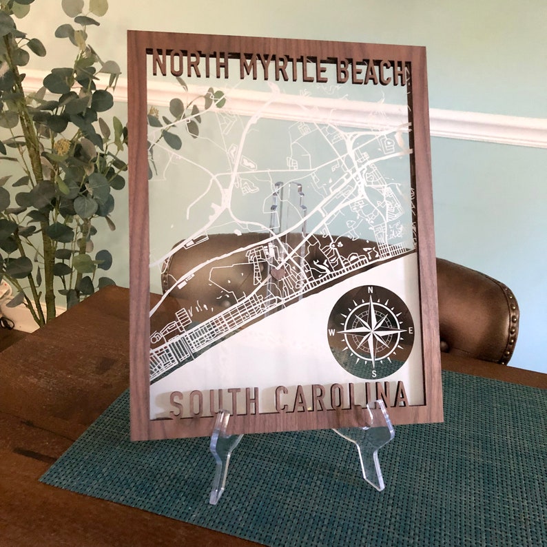 Custom Engraved Rectangular Map in Acrylic and Walnut - Etsy