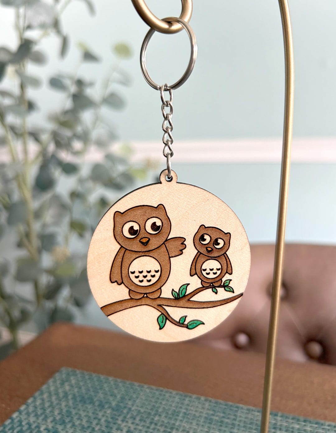 Hobson School Personalized Owl Logo Maple Keychain - Etsy