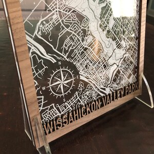 Custom Engraved Rectangular Map in Acrylic and Walnut - Etsy