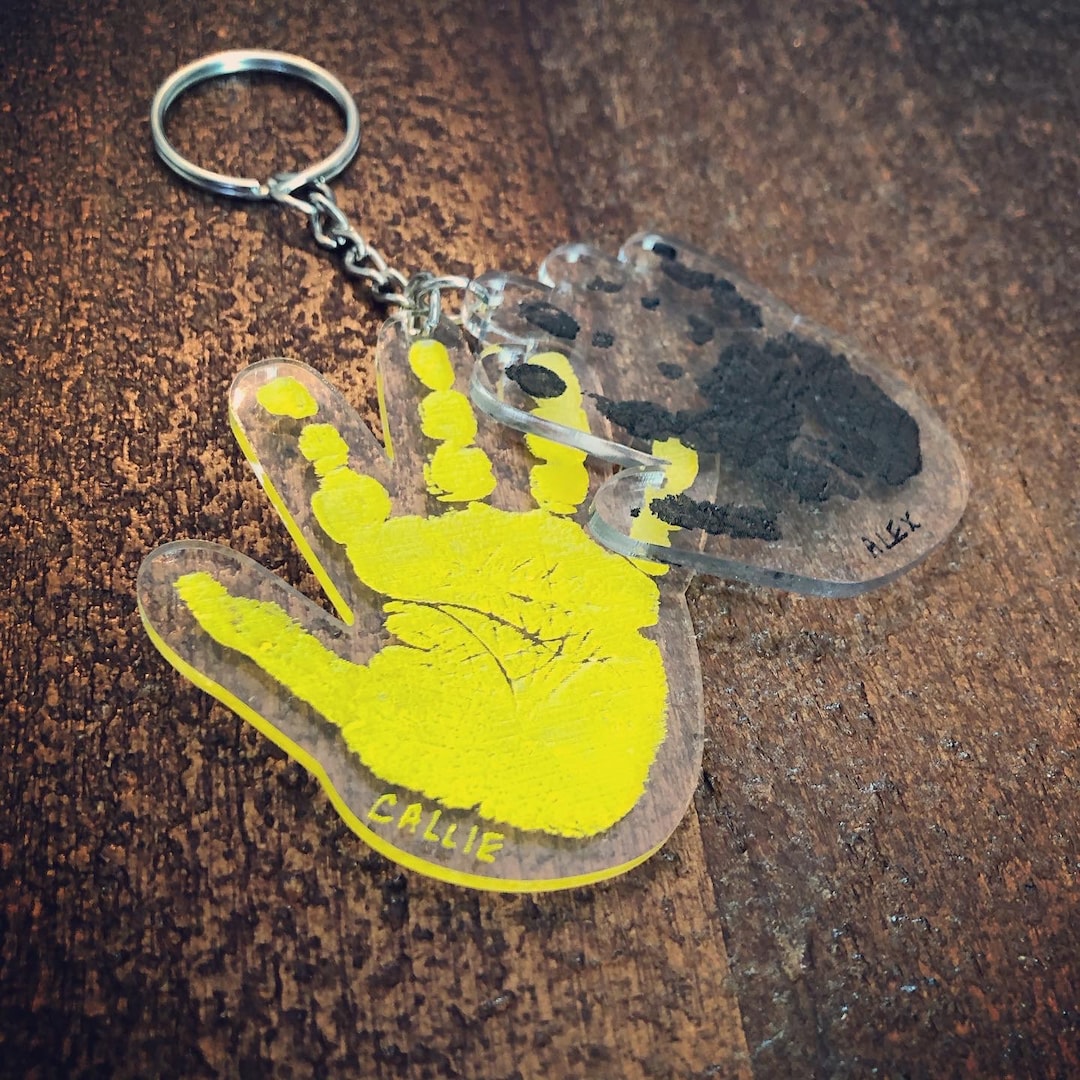 Personalized Handprint or Footprint Colored Acrylic Keychains - Etsy