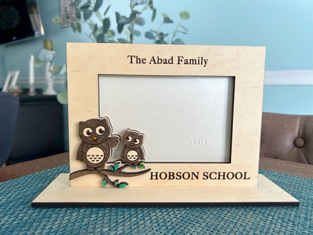 Hobson School Personalized Owl Logo Maple Picture Frame - Etsy