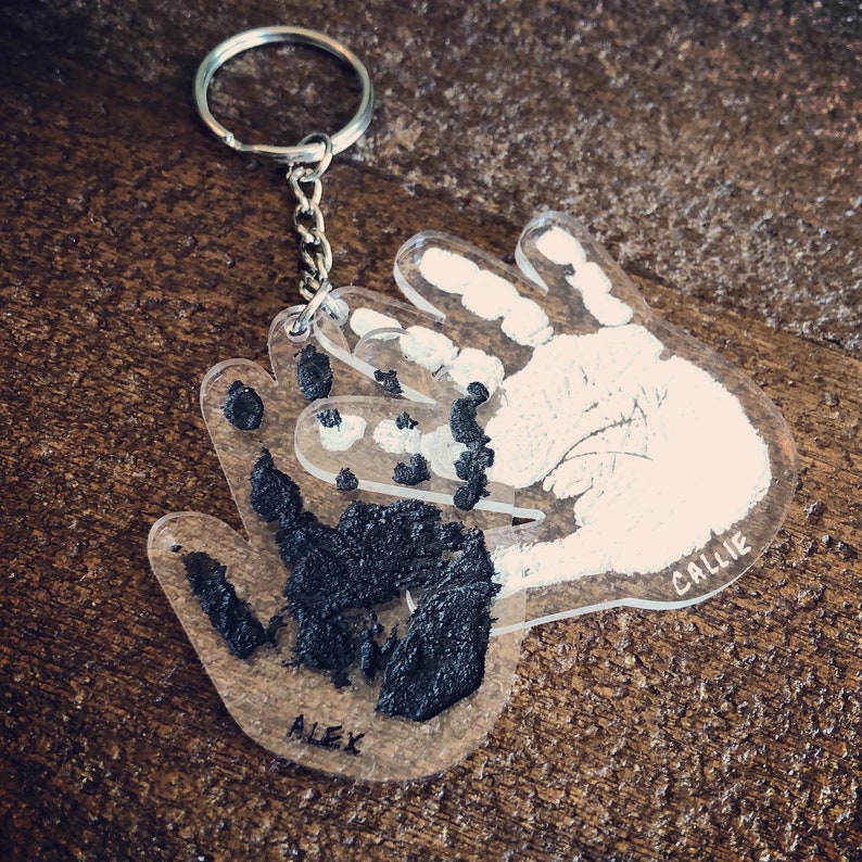 Personalized Handprint or Footprint Colored Acrylic Keychains - Etsy